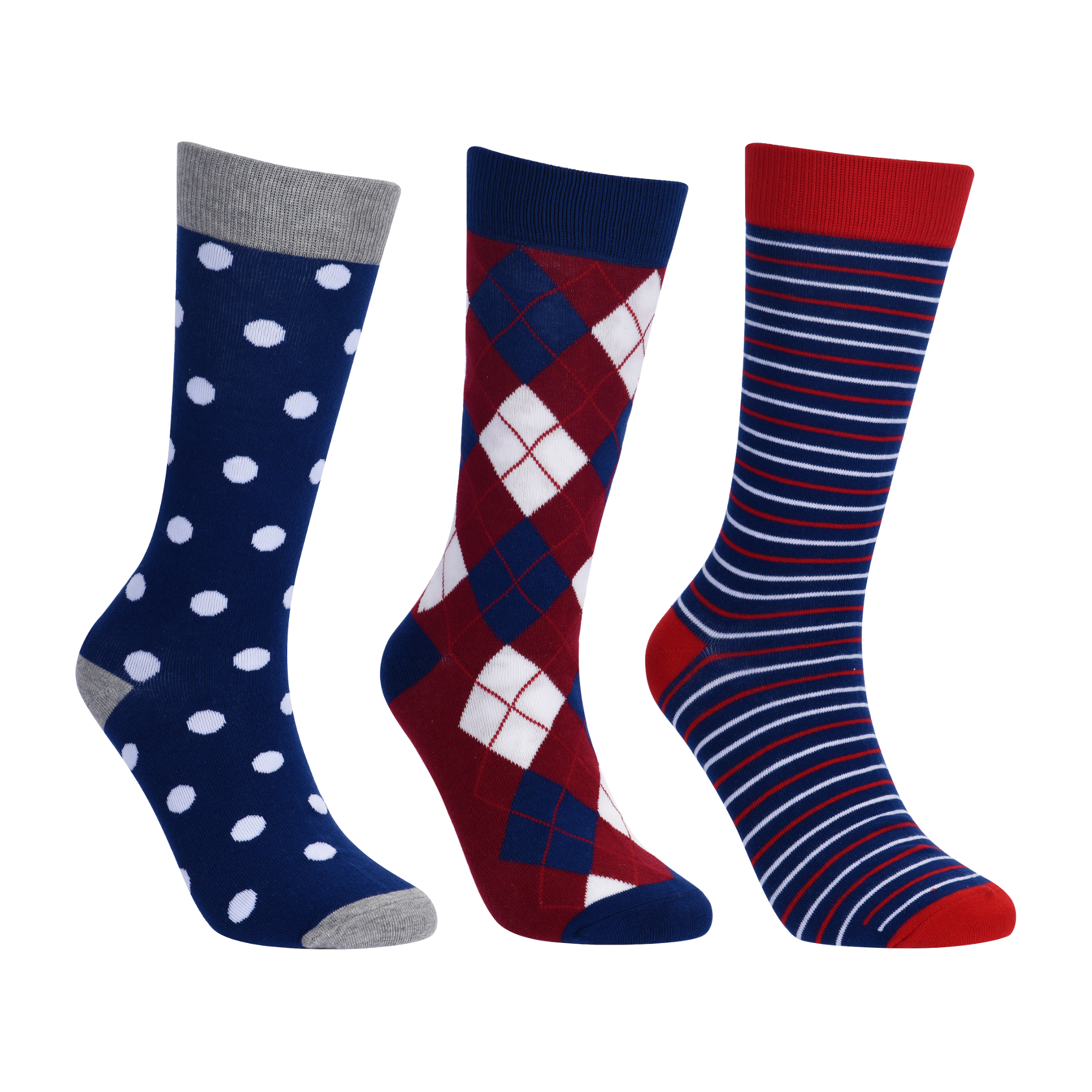 Heritage Pattern Trio Combed Cotton 3-Pack Sock Bundle | No Cold Feet Co.